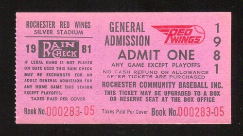 Cal Ripken Jr. Rochester Red Wings Debut Ticket Valid Pass 4/10 ...