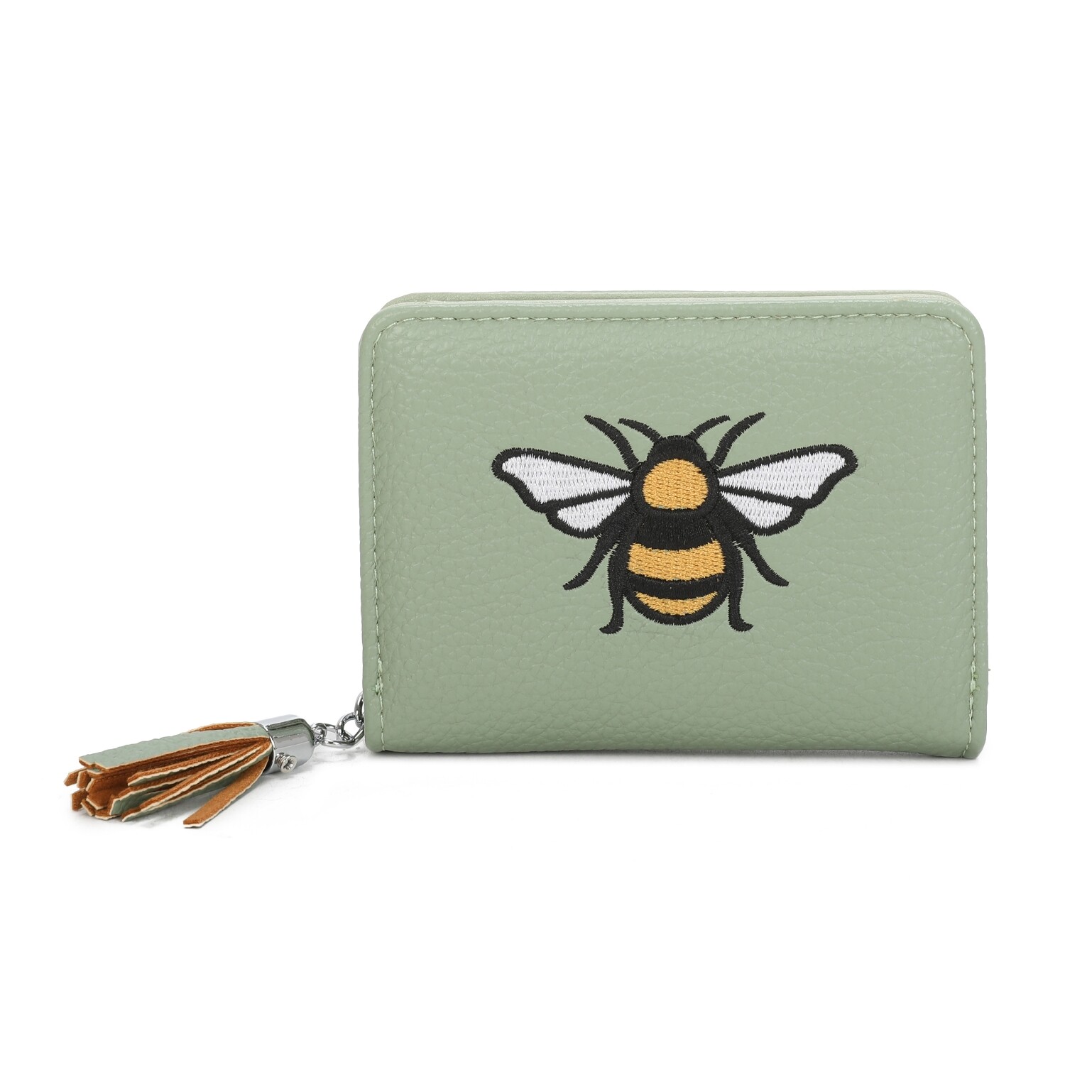 Ladies Zip Tassel Small Wallet Embroidery Bee Women Card Coin Slots ...