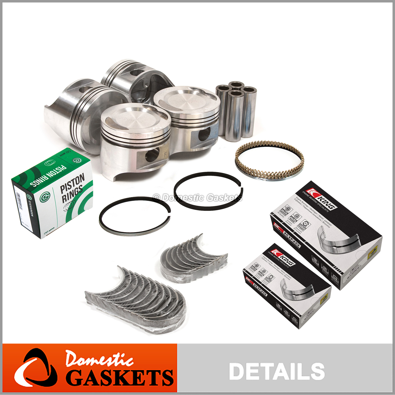 Pistons Bearings Rings Fit 83-87 Mazda B2000 Kia Sportage 2.0L FE FE-T ...