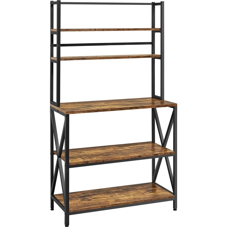 Baker’s Rack Kitchen Rustic Utility Storage Shelf Unit w/5 Shelves ...