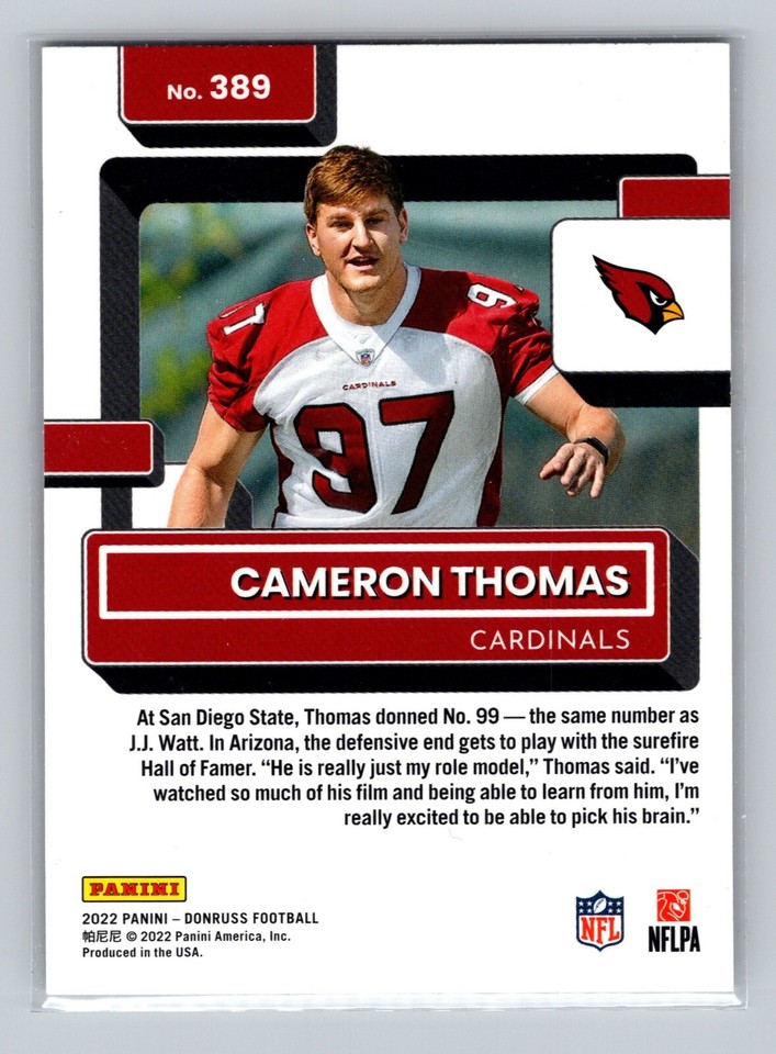 2022 Donruss Cameron Thomas ROOKIE CARD #389 - Arizona Cardinals | eBay UK