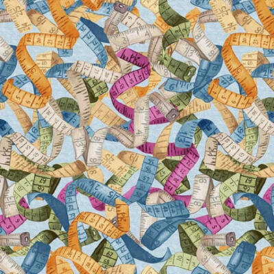 Atelier Fabric | Tape Measure Swirl Toss Blue | Blank YARD | eBay