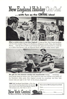 1952 New York Central: New England Holiday Chit Chat Vintage Print Ad ...