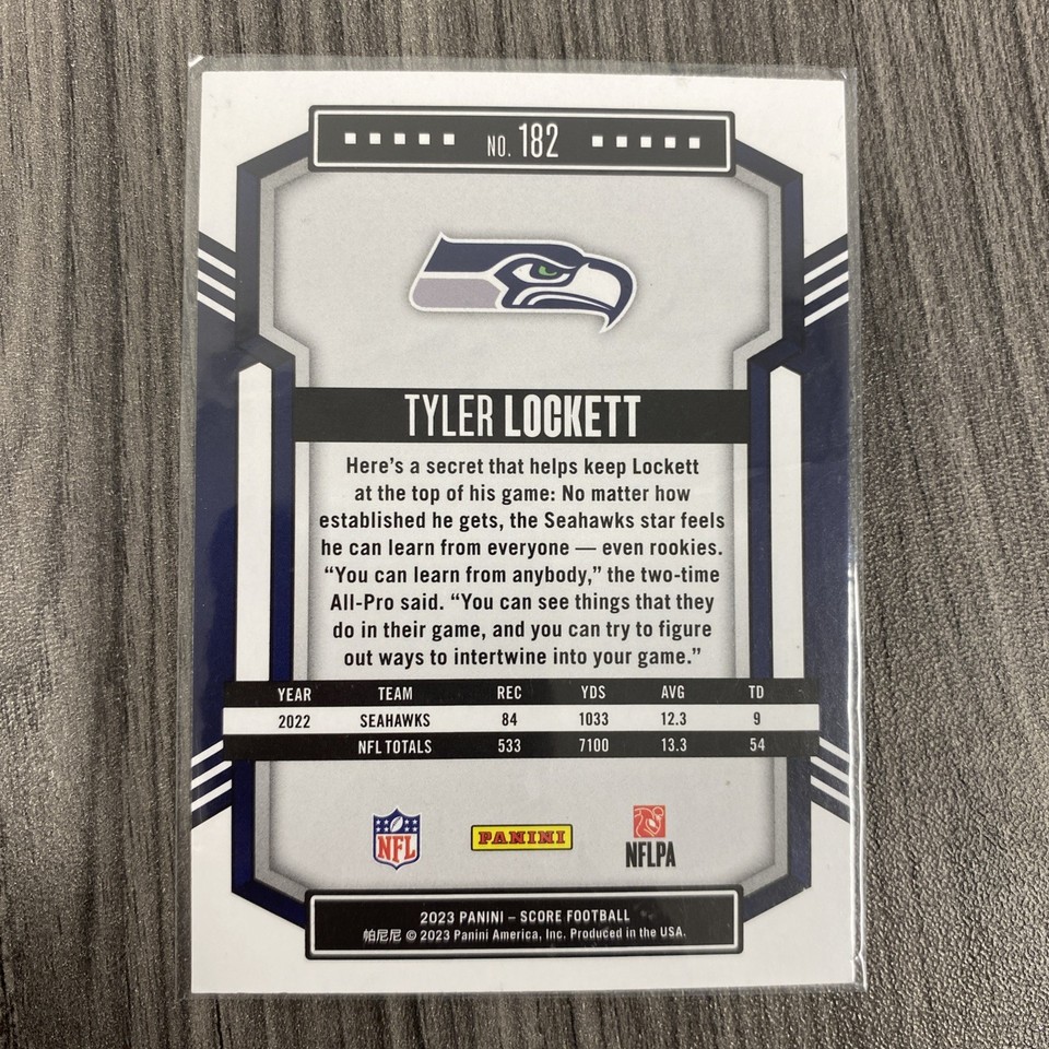 Tyler Lockett 2023 Score football Gold border parallel #182 Seattle ...
