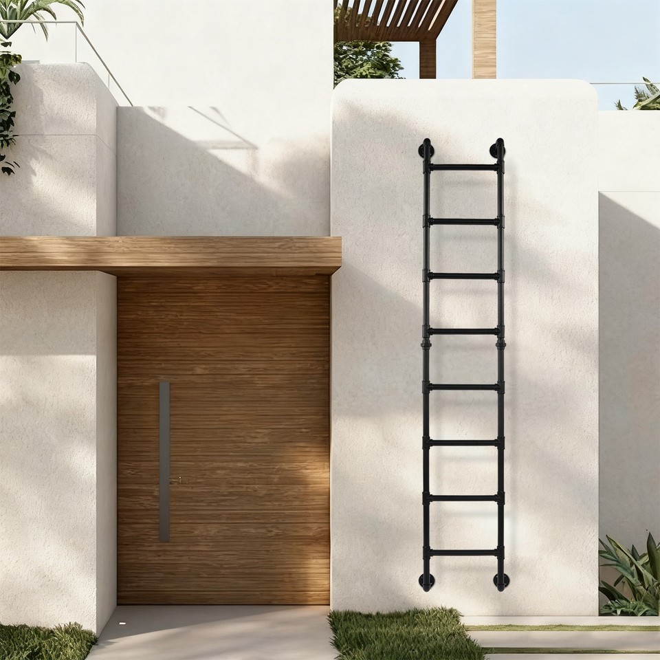 8 Steps Attic Stairs Alloy Wall Mounted Attic Ladder Wall-Mounted Stair ...