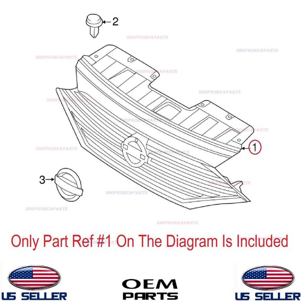 Genuine OEM Front Bumper Radiator Grille 2011–2017 Nissan Quest 62310 ...