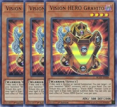 Yugioh - Vision HERO Gravito x 3 - 1st Edition - Ultra Rare NM - Free ...