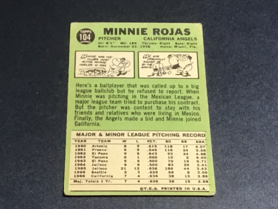 1967 Topps Minnie Rojas California Angels #104 Baseball Card -EX- | eBay