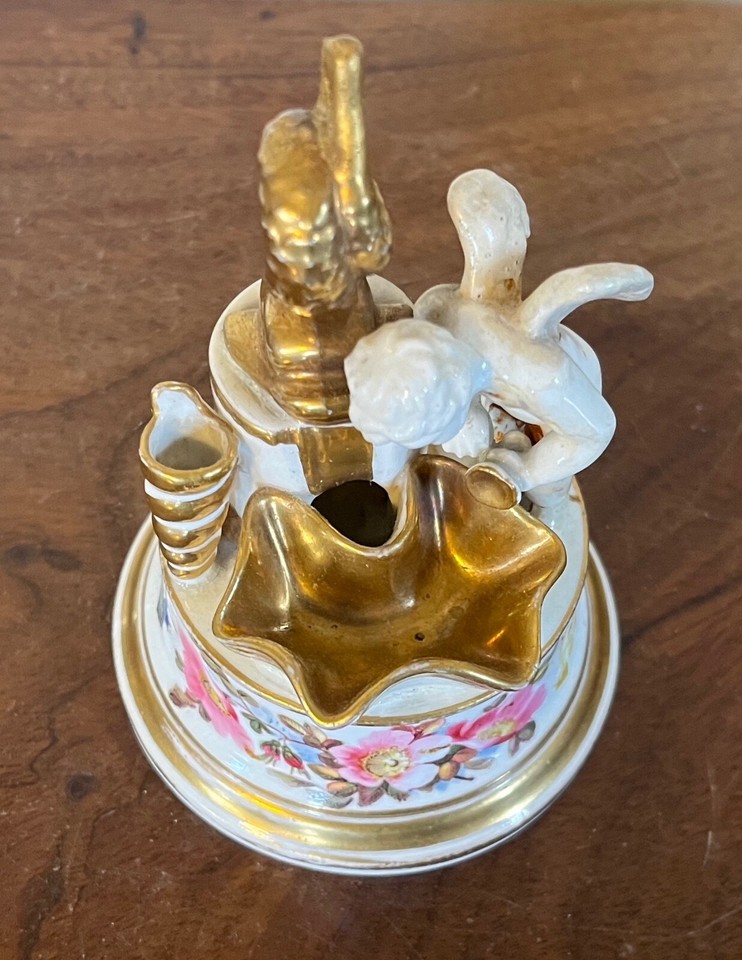 Antique 19th c. English Regency Porcelain Inkwell Cherub Shell Paris ...