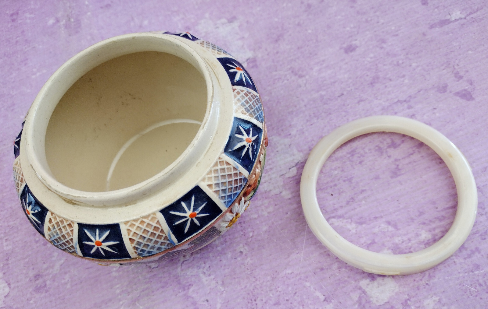 Gerz Germany Spinning Ashtray Stoneware Metal Top Handgemalt 24 ...