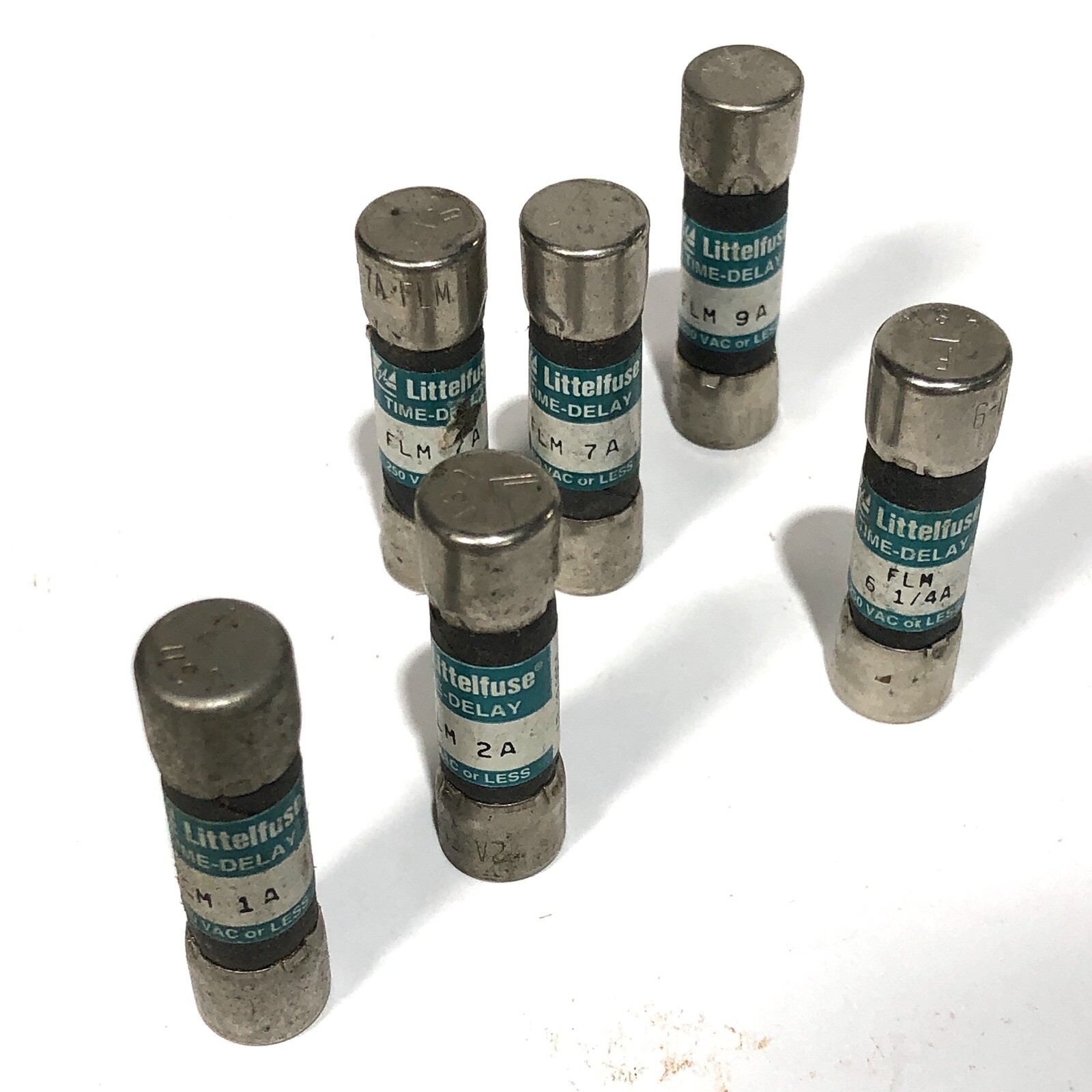 * Littlefuse FLM-1, FLM-2, FML 6-1/4, FLM-7, FLM-9 Time Delay Fuse (Lot ...