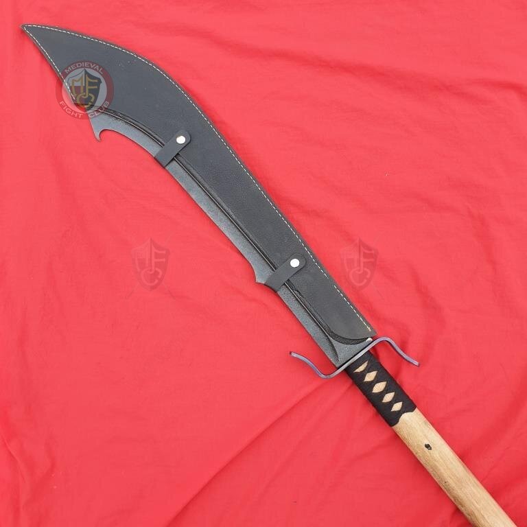 Ancient Traditional Chinese Two Handed Polearm Podao Steel Blade Wooden ...