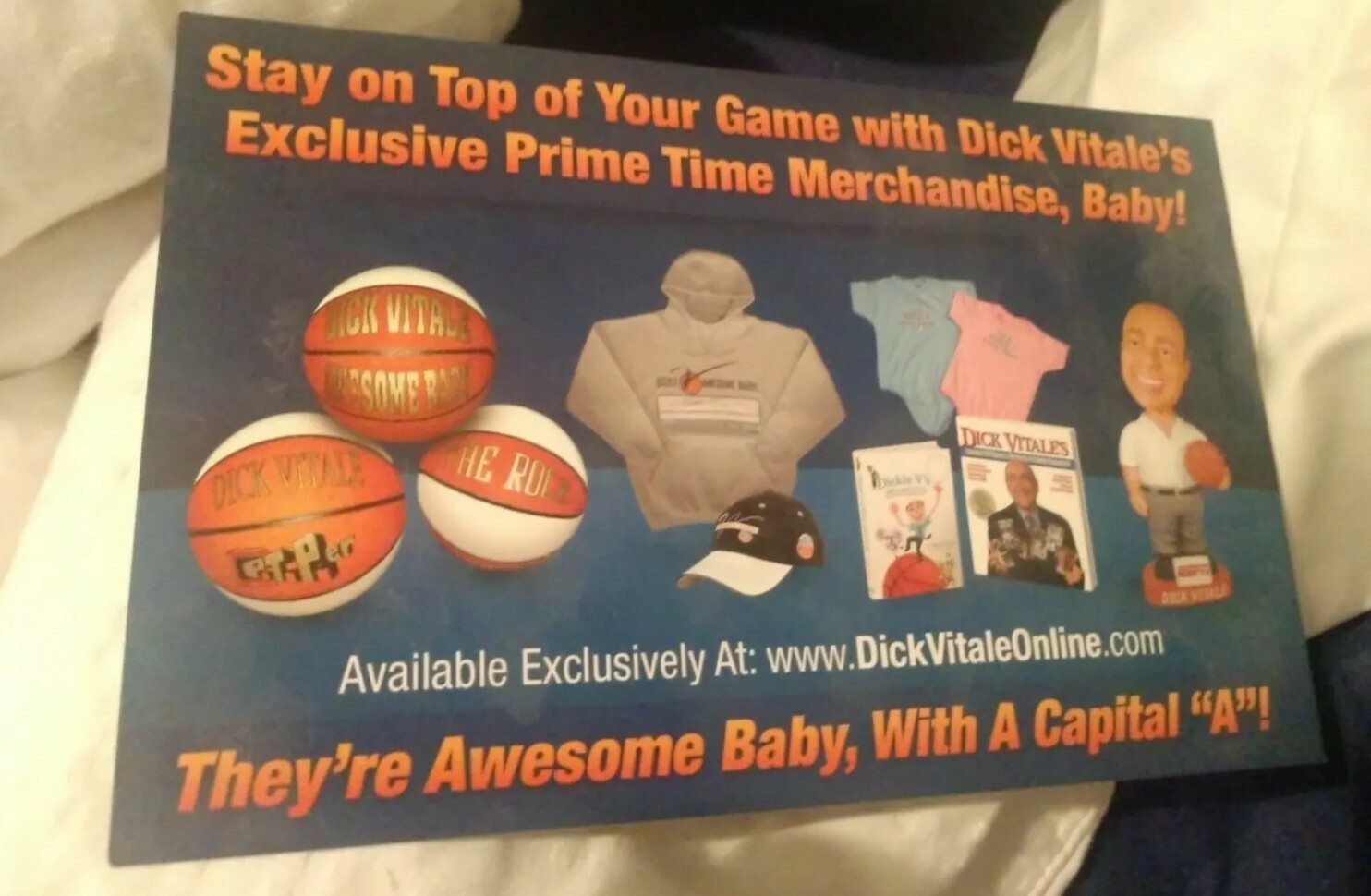 DICK VITALE SIGNED DICKY V PROMO CARD DIAPER DANDIES NCAA W/COA+PROOF ...