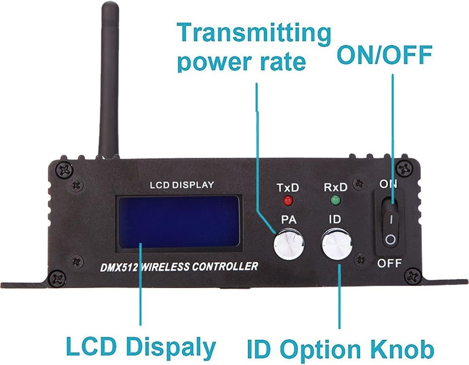Lixada DMX 512 Controller 2.4G Wireless Transmitter Receiver LCD ...