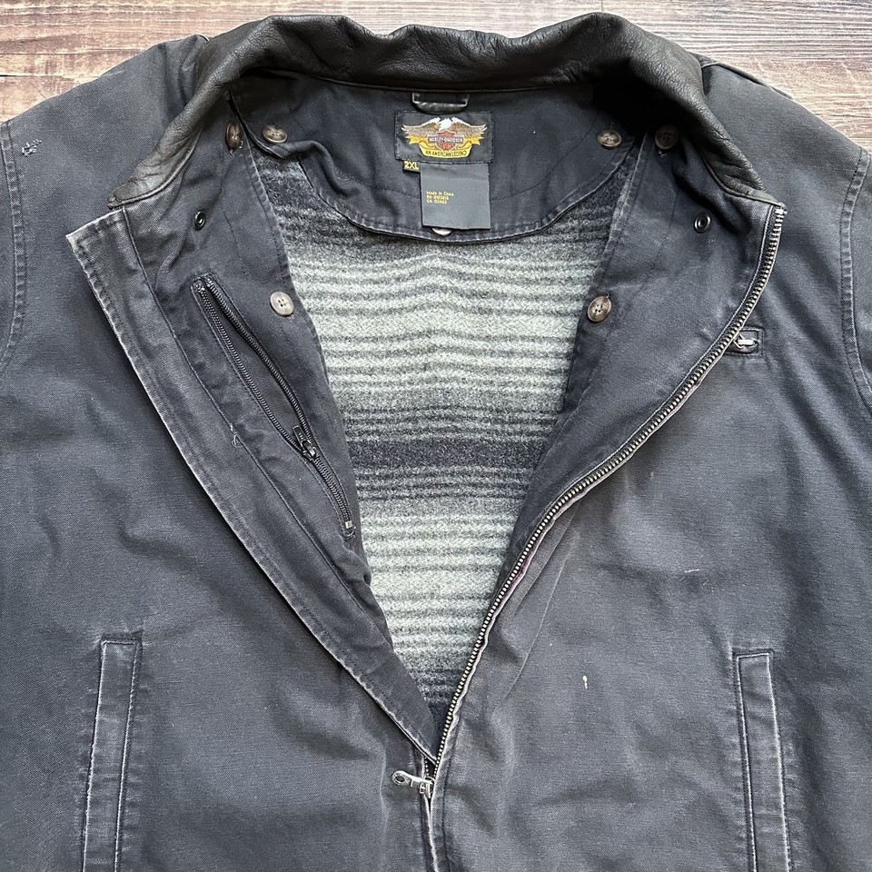 Harley Davison Detroit Style Jacket Biker XXL Black Fader Motorcycle ...