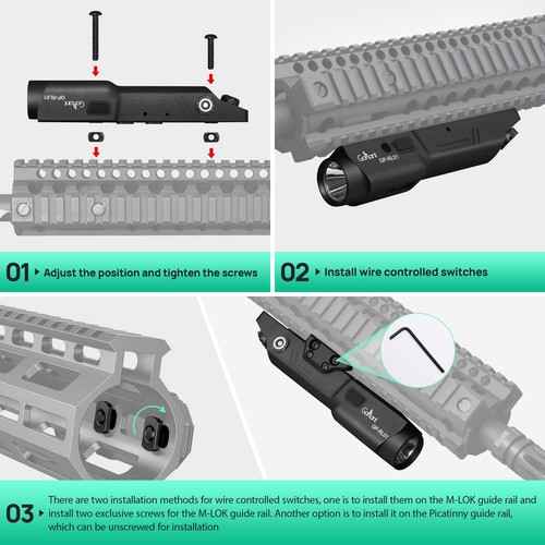 2000 Lumen Aluminum Alloy Rifle Laser Light Combo, 2.5 Hours Long ...