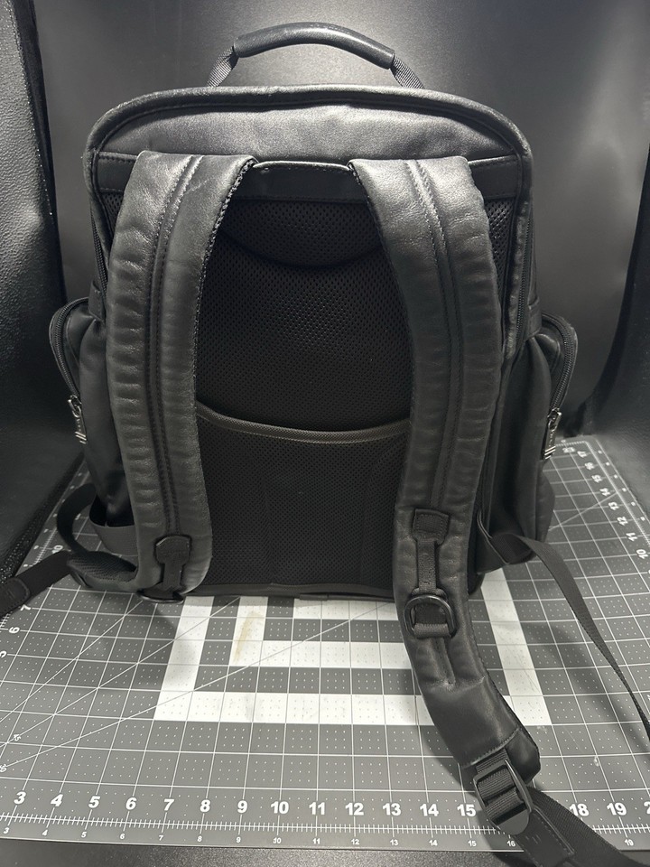Tumi Alpha Bravo Kingsville T-Pass Black Leather Laptop Backpack Travel ...