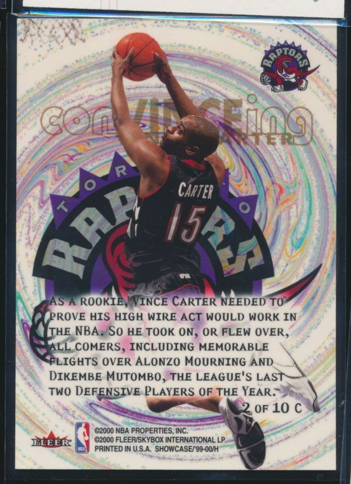 1999-00 Flair Showcase Vince Carter Raptors ConVinceing Foil Insert ...
