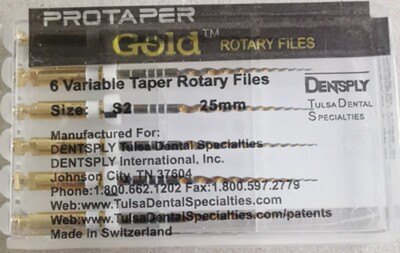 Protaper Gold Rotary Files 25mm S2 Dentsply Tulsa Assorted Endodontics ...