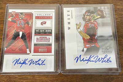 (2) MIKE WHITE 2018 Leaf /Panini Contenders Draft College Ticket Auto ...