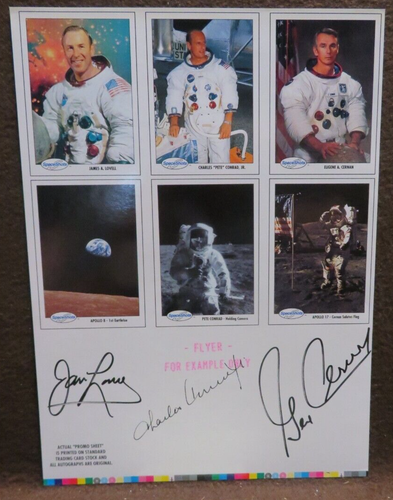 CP69 1992 SPACE SHOTS PROMO SHEET APOLLO MISSIONS SIGNED LOVELL CONRAD ...