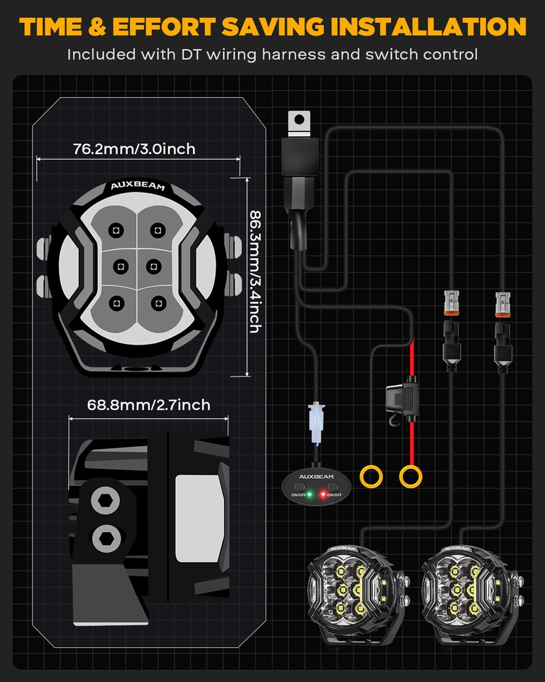 2x AUXBEAM 3" 108W LED Pods Double-Side Shooter Lights & Amber DRL for Chevrolet | eBay