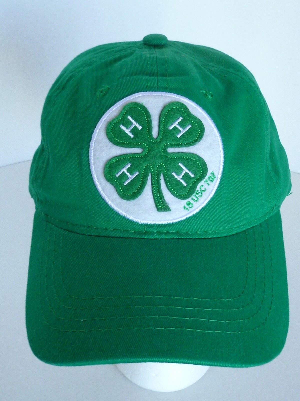 4-H Club Green 100% Cotton One Size Hat Cap 18 USC 707 Shamrock Clover ...