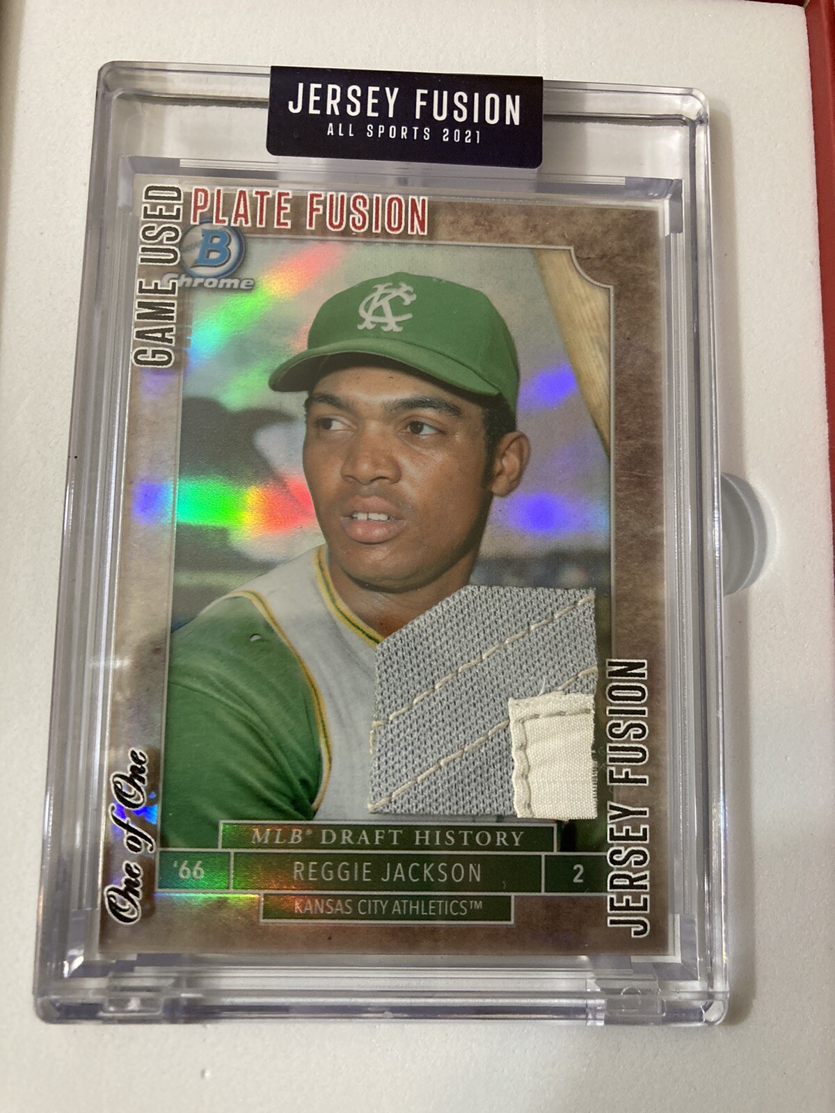2021 Jersey Fusion Reggie Jackson 1/1 Game Used Patch PLATE FUSION No ...