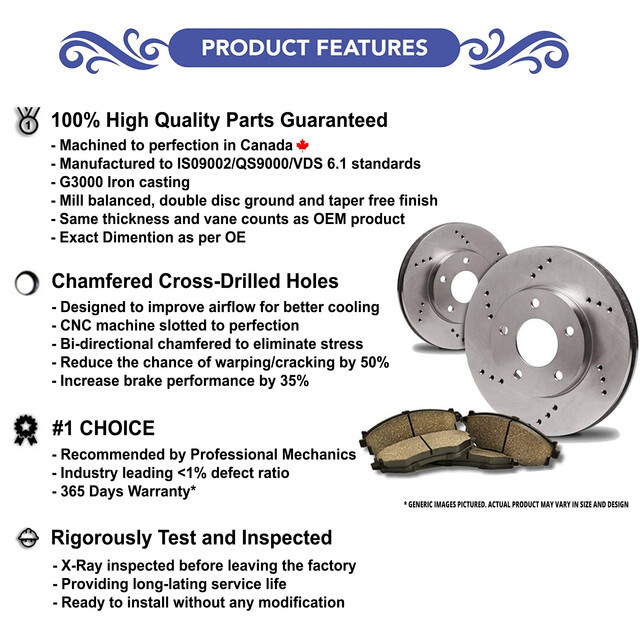 4 Disc Brake Rotors Cross Drilled 8 Ceramic Pads Front Rear Kit Premium ...