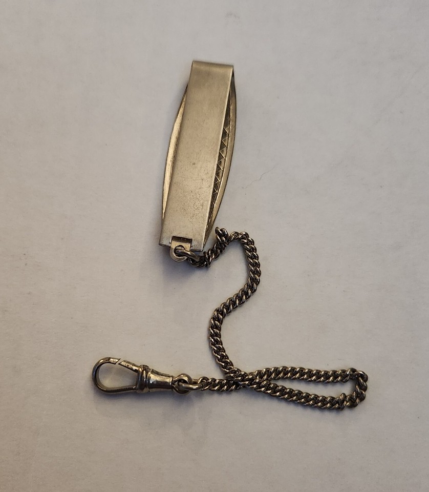 VINTAGE ANTIQUE CHROME MENS BELT LOOP WATCH CHAIN / FOB | eBay