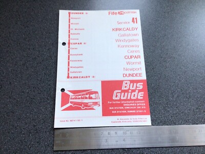 Fife Scottish Bus Group Route 41 Timetable Issue 1 1982 Dundee ...