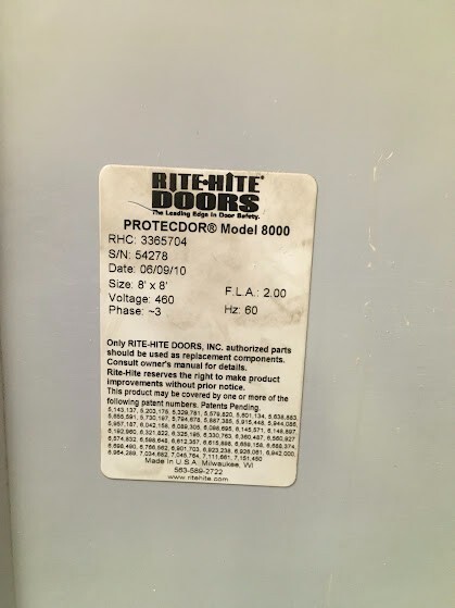 Rite-Hite Protecdor Door Controller Model 8000 SN:54278 | eBay