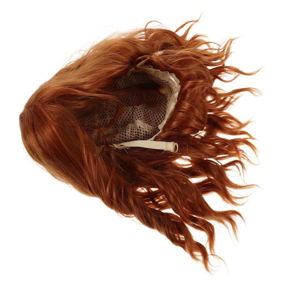 Orange Red Short Curly Wig for Events Synthetic Wavy Loose Halloween ...