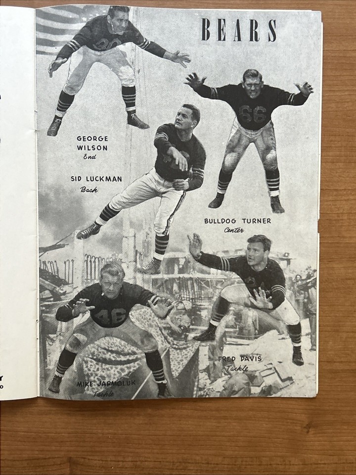 Nov 17, 1946 NFL Program Redskins v Chicago Bears: Wrigley. Sammy Baugh ...