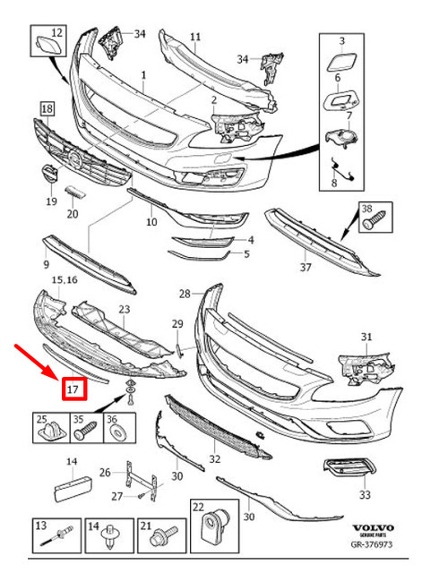Volvo OEM 14-16 S60 Front Bumper Grille Grill-air Guide 31353303 for ...