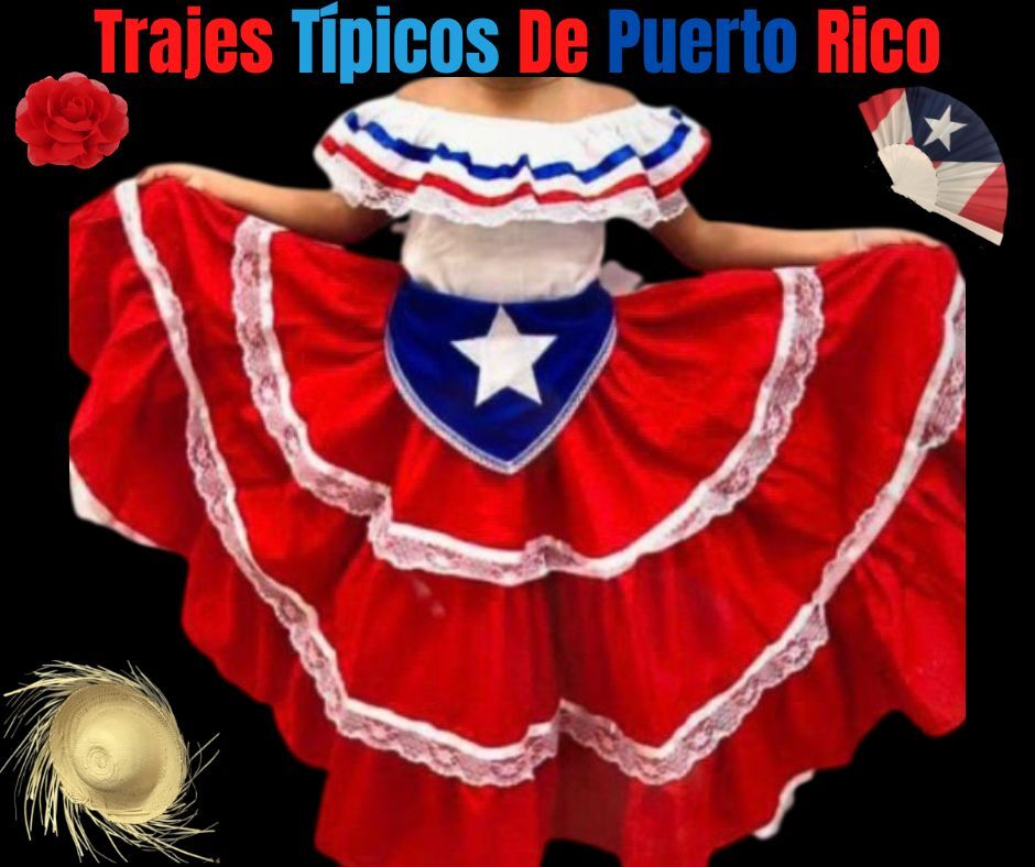 Traje Tradicional De Puerto Rico Trajes Típicos De PR Wide 3PC Set