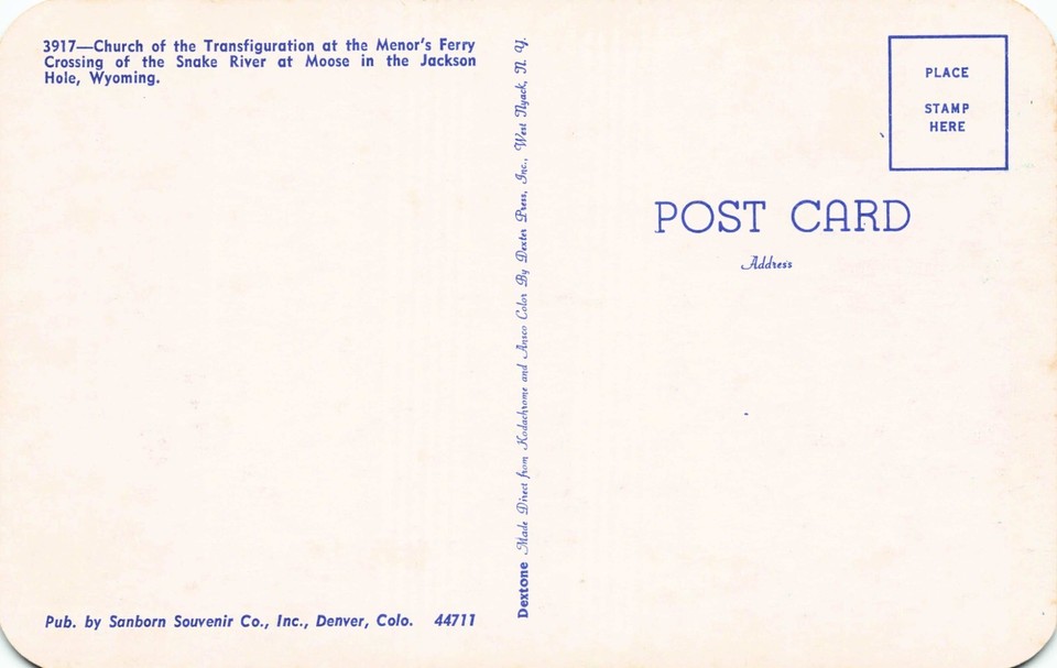 Jackson Hole WY Church of the Transfiguration Vintage Standard Postcard ...