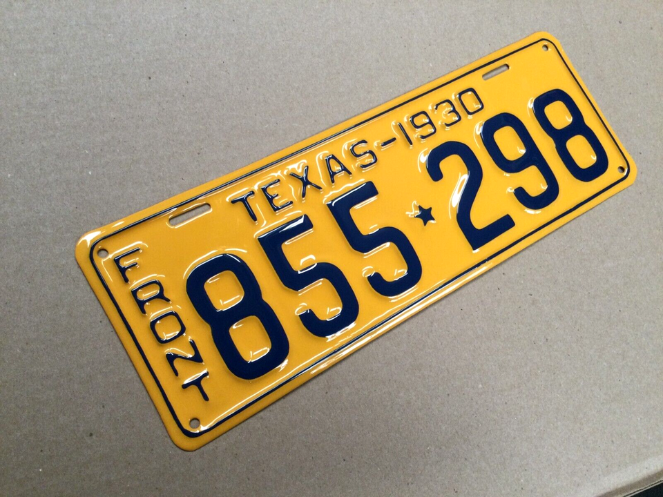 VINTAGE 1930 TEXAS TX. LICENSE PLATE VERY NICELY RESTORED HIGH QUALITY ...