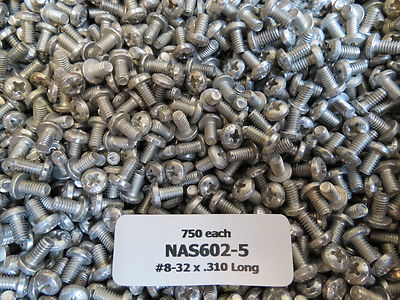 (750 ea) #8-32 Full Thread .310 Long National Aerospace NAS602-5 Pan ...