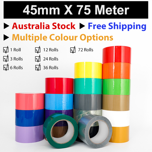 Sticky Packing Tape Carton Sealing Packaging 75m x 48mm 19 Colours ...