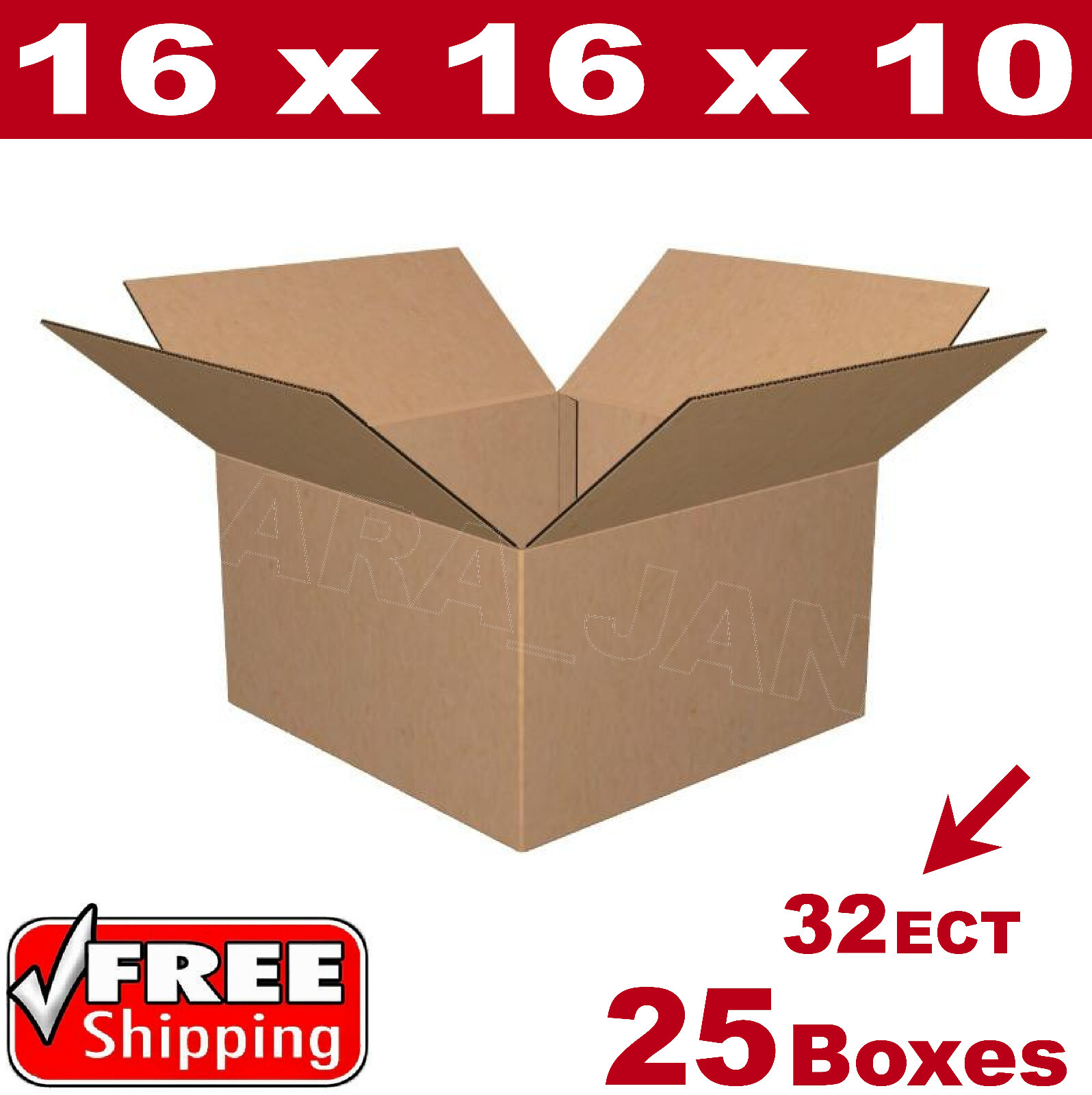 25 - 16x16x10 Cardboard Boxes Mailing Packing Shipping Box Corrugated ...