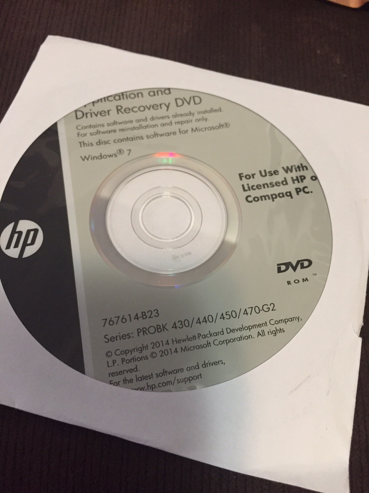 Windows 7 Recovery Disc Cover