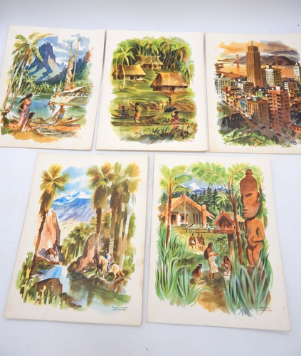 Set of 5 Vintage Matson Lines Menus L Macouillard Watercolor Prints ...