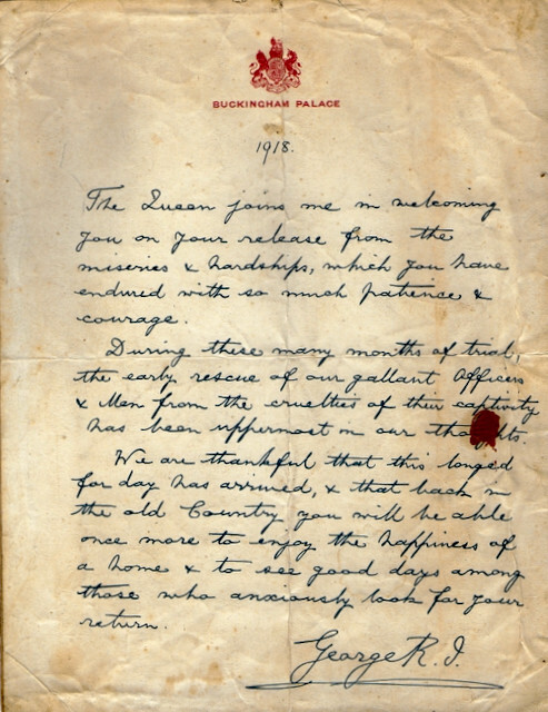 1918 King George WWI Prisoner Letter Original Facsimile Innes Meo ...