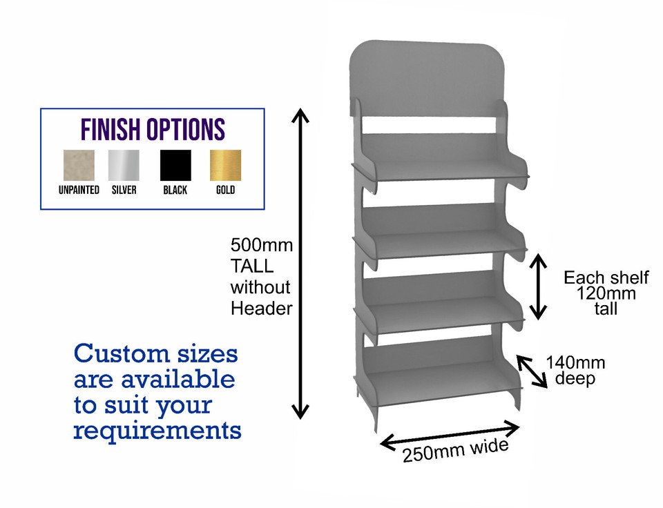 TALL DISPLAY STAND 4 TIER Retail SHELF UNIT CRAFT FAIR 4mm MDF NO GLUE ...