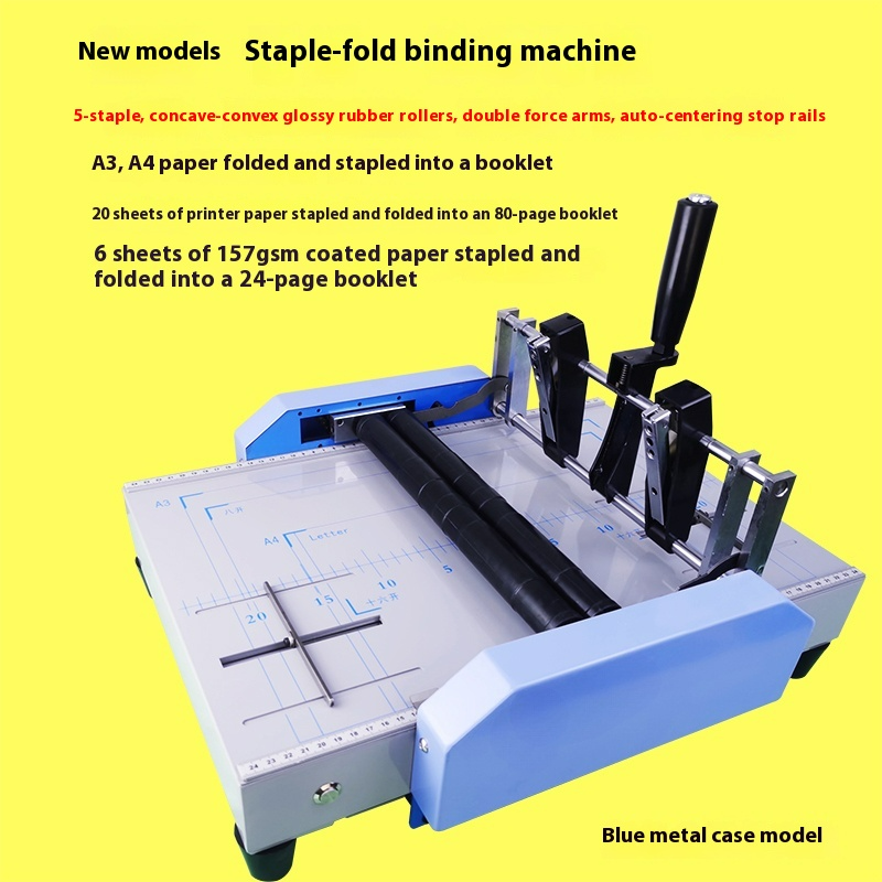 Manual Booklet Maker Paper Binding Folding Machine Staple Binder Folder ...