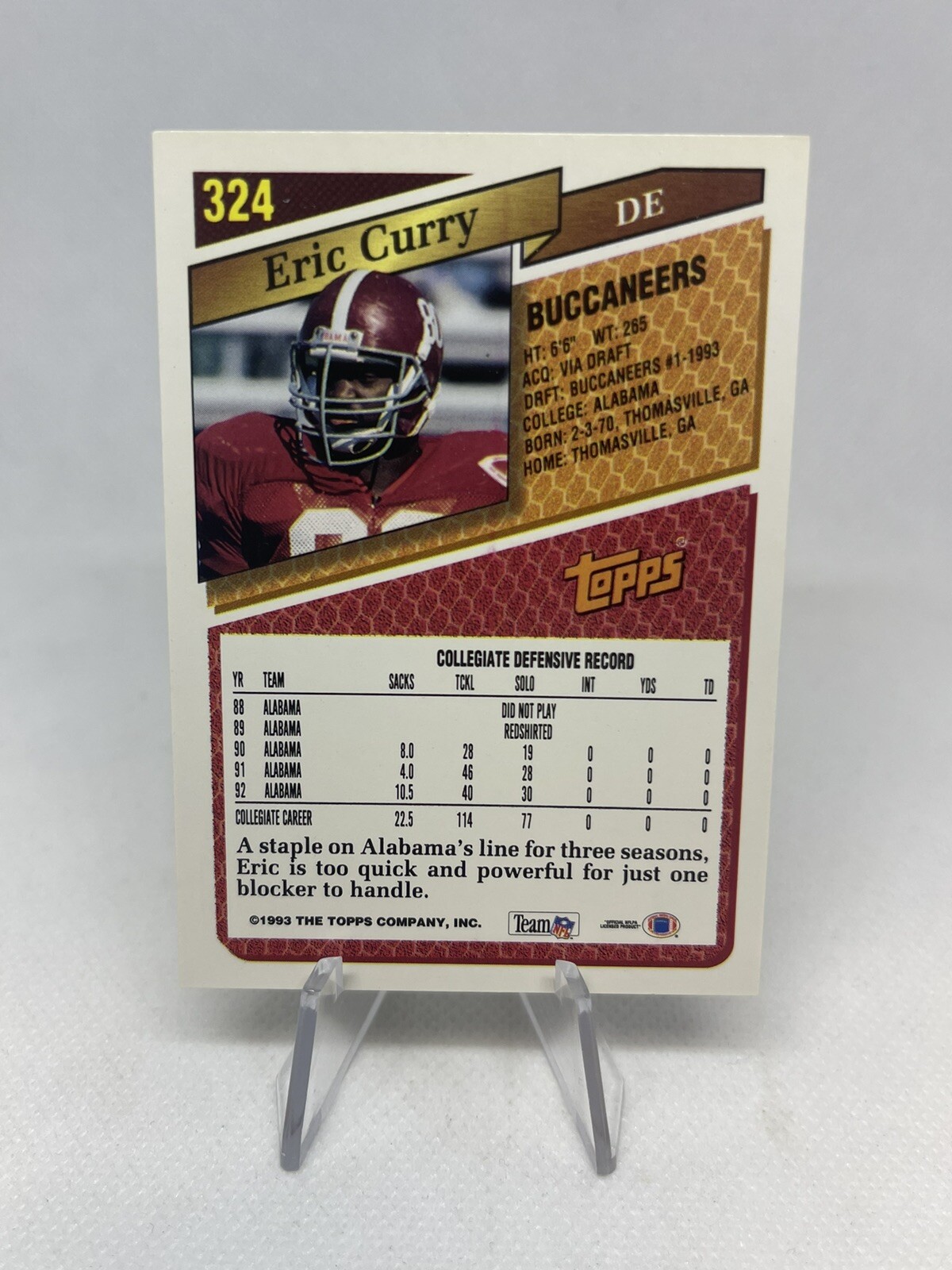 1993 Topps - Gold #324 Eric Curry (RC) for sale online | eBay