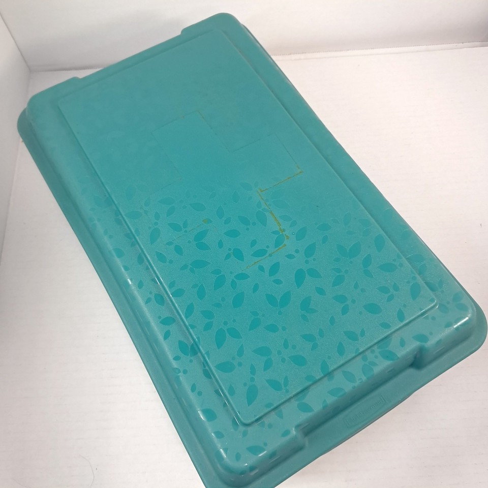 Vintage Rubbermaid 0286 Storage Box green textured Container Plastic ...