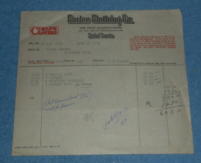 1932 Curlee Clothing Co Curlee Clothes Saint Louis MO Billhead | eBay