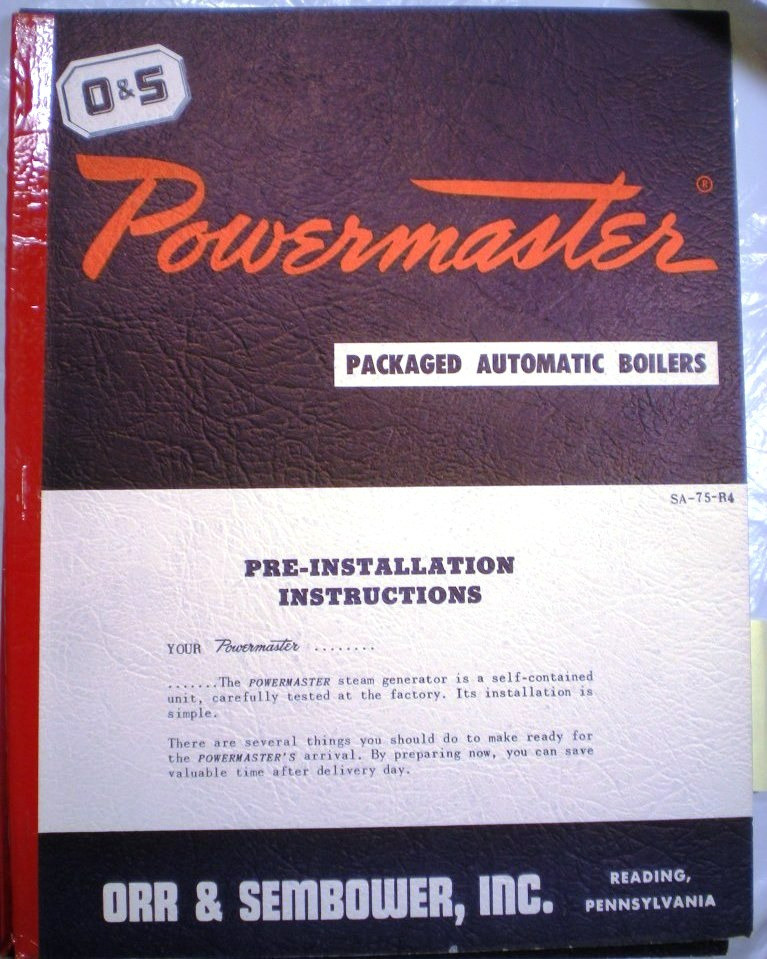 ORR & SEMBOWER Powermaster Manual ASBESTOS Boiler 85% Magnesia ...